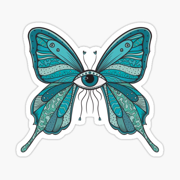 "Funky Evil Eye Butterfly" Sticker for Sale by dimskokkinaki | Redbubble