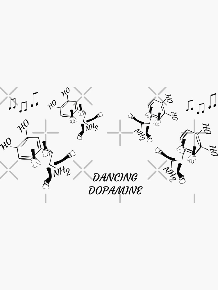 "Cartoon illustration (animation) four skeletal formula of the dopamine ...