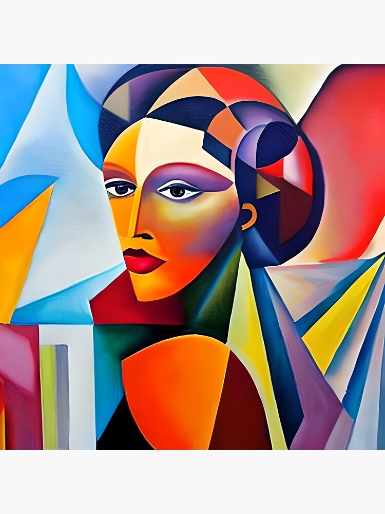 Abstract Woman Face Art Board Print Portrait In The Cubist Style