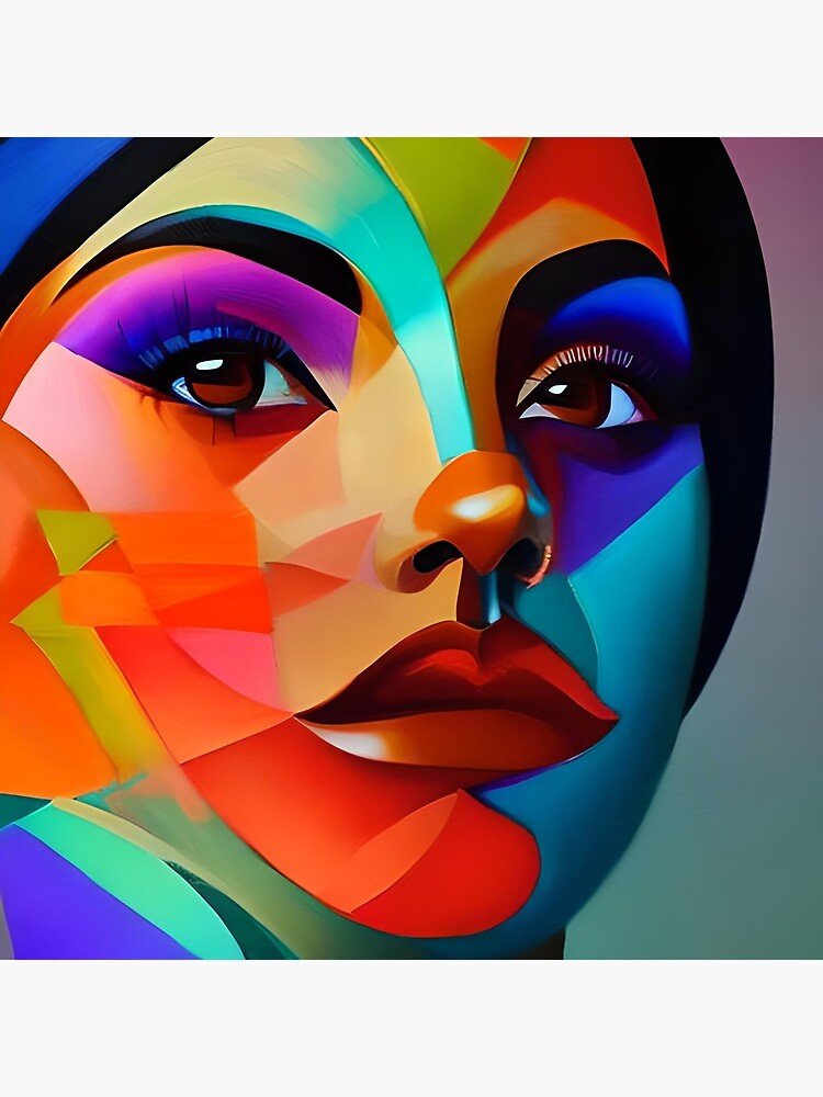 Abstract Woman Face Art Board Print Portrait In The Cubist Style Art
