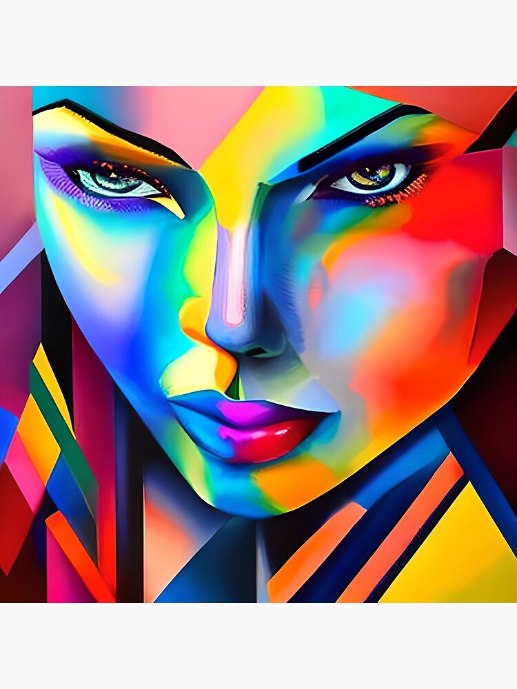 Abstract Woman Face Art Board Print Portrait In The Cubist Style Art