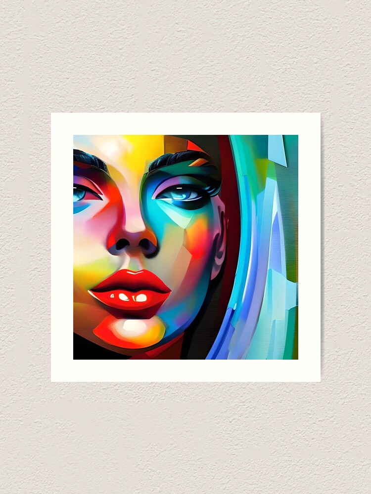 Abstract Woman Face Art Board Print Portrait In The Cubist Style Art
