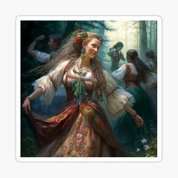 "Slavic Folklore Dance" Sticker for Sale by PipikaArt | Redbubble