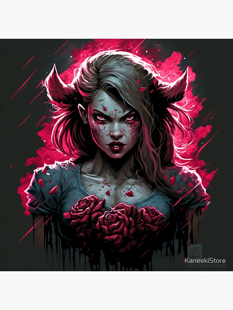 "angry anime style demon girl" Sticker for Sale by KaneekiStore | Redbubble