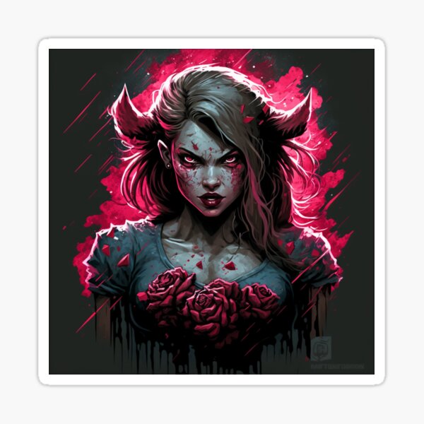 "angry anime style demon girl" Sticker for Sale by KaneekiStore | Redbubble