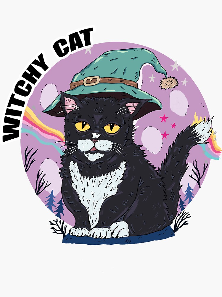 "cute little witchy cat" Sticker for Sale by ragnacold | Redbubble