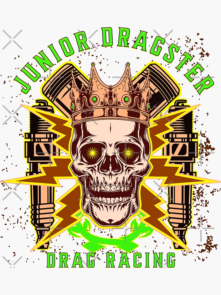 "Junior Dragster Drag Racing Skull Spark Plugs Piston Rods Jr Dragster ...