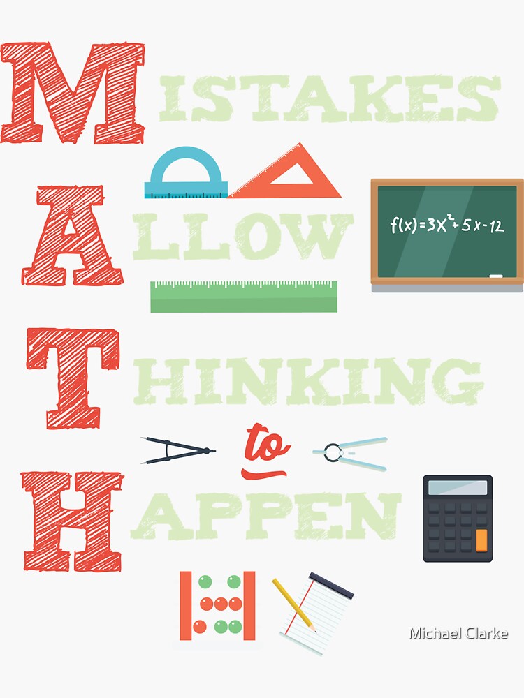 "Mistakes Allow Thinking To Happen Math Teacher " Sticker for Sale by ...