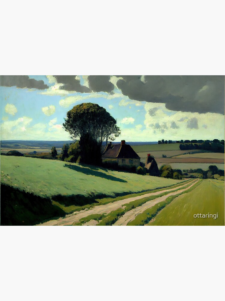 "Peaceful Countryside - Painting of a Quiet Rural Scene with Rolling ...