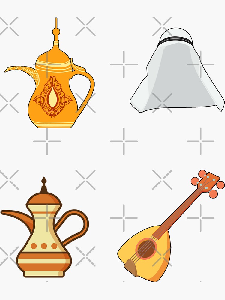 "Arabic Food Stickers Pack Arabic coffee, tarboosh hat, hummus, Arabic ...