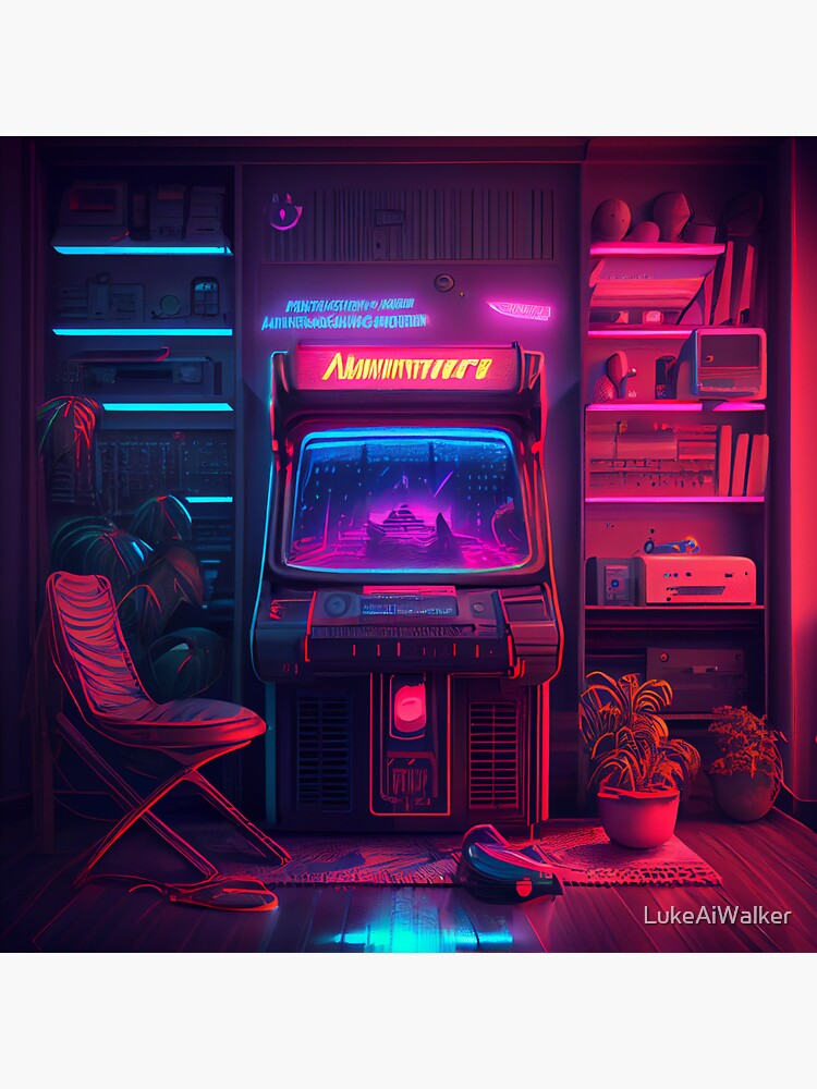 "Synthwave Arcade Machine" Sticker for Sale by LukeAiWalker | Redbubble