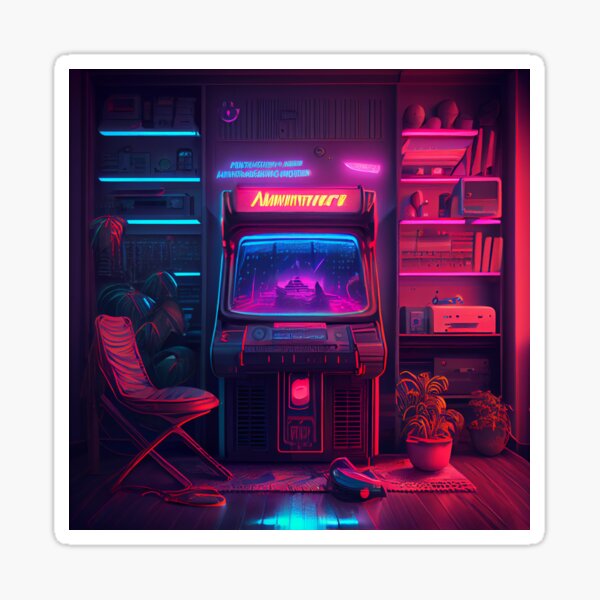 "Synthwave Arcade Machine" Sticker for Sale by LukeAiWalker | Redbubble