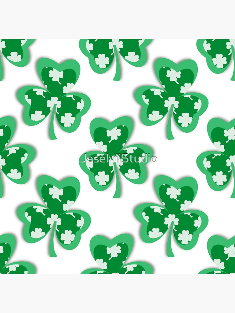 "St Patrick Clover - White" Sticker for Sale by JaselviiStudio | Redbubble