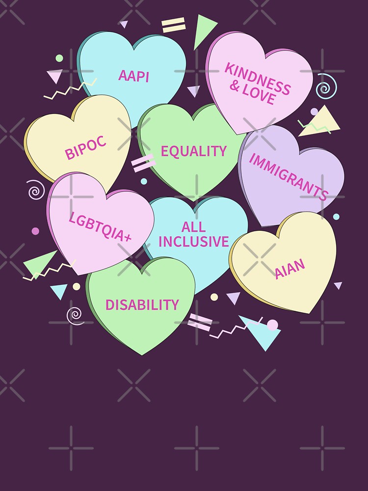 "80s Inclusion Valentine's Hearts" T-shirt for Sale by jitterfly ...