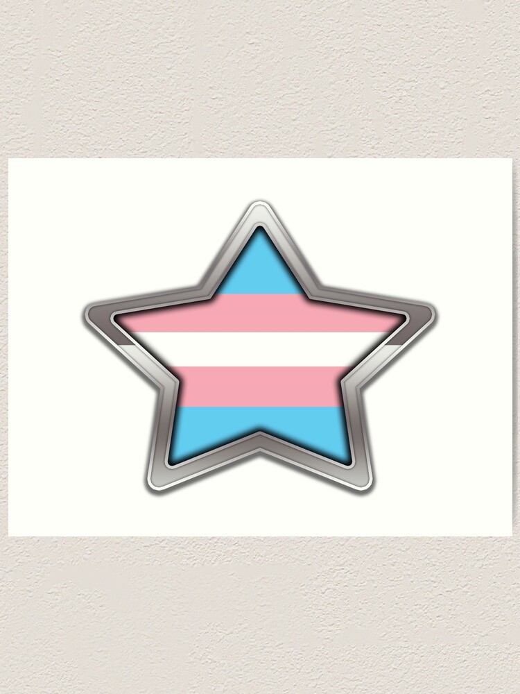 "Large Transgender Pride Flag Colored Star with Chrome Frame." Art ...