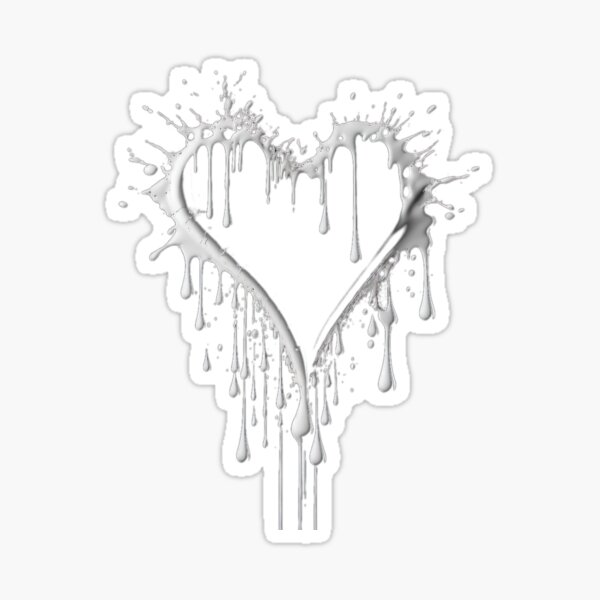 "Dripping White Ink Heart" Sticker for Sale by KLOIK | Redbubble