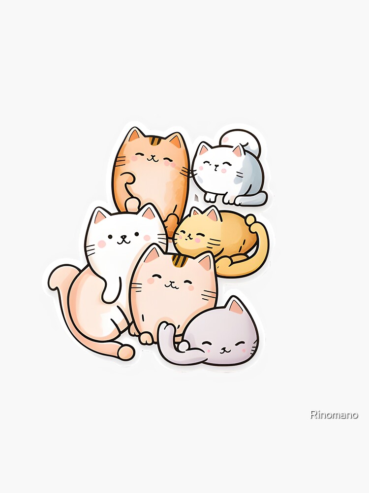 Adorable Uwu Cat Stickers Sticker For Sale By Rinomano Redbubble