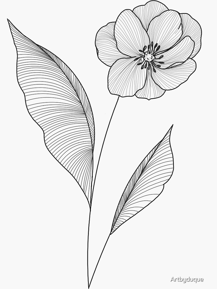 "Single Flower Fine Line Art Stiker " Sticker for Sale by Artbyduque ...
