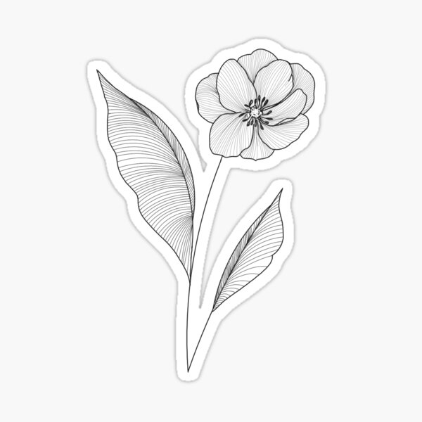 "Single Flower Fine Line Art Stiker " Sticker for Sale by Artbyduque ...
