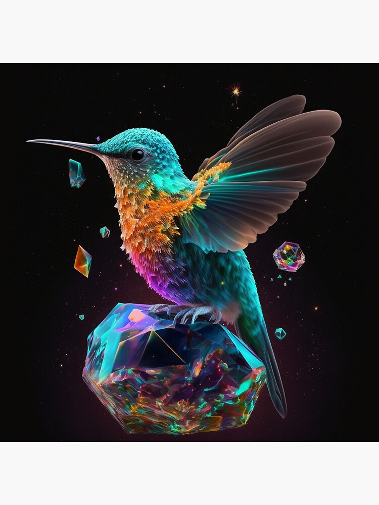 "Psychedelic Hummingbird and Space Crystals" Sticker for Sale by ...
