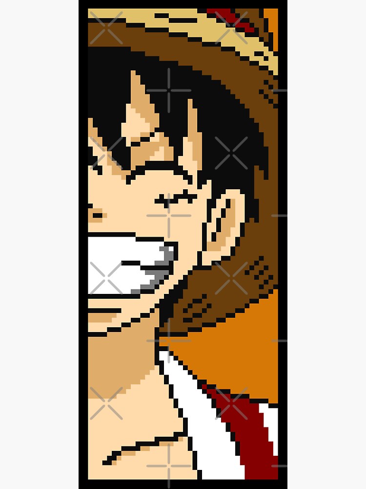 "Pixel Monkey D. Luffy " Sticker for Sale by akvs | Redbubble