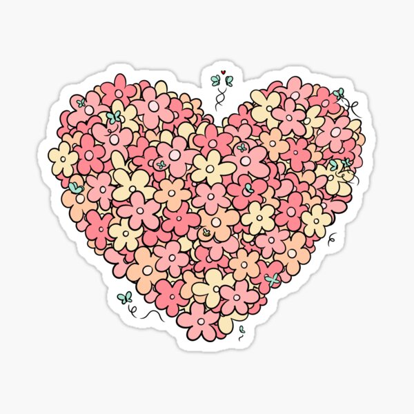 "Flower Heart with Butterflies Valentines Card" Sticker for Sale by ...