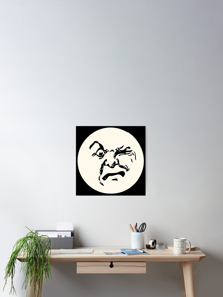 "Black and White Angry Moon Face Drawing" Poster for Sale by Cam Guay ...