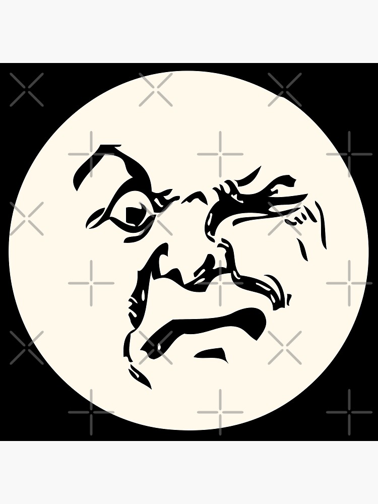 "Black and White Angry Moon Face Drawing" Poster for Sale by Cam Guay ...