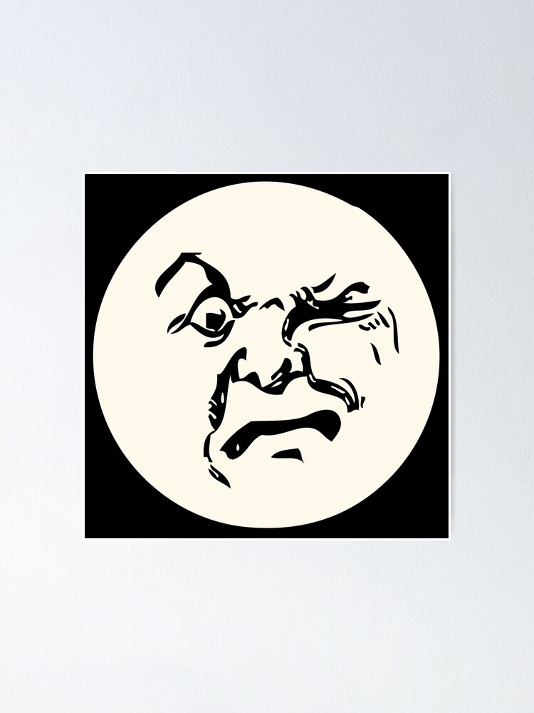 "Black and White Angry Moon Face Drawing" Poster for Sale by Cam Guay ...