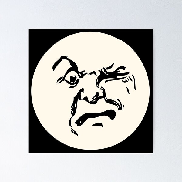 "Black and White Angry Moon Face Drawing" Poster for Sale by Cam Guay ...