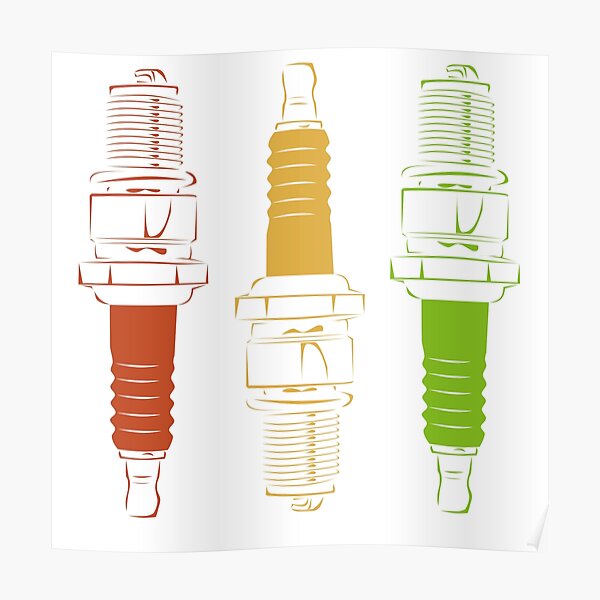 "Spark Plugs Traffic Light Colours" Poster for Sale by riffraffmakes ...