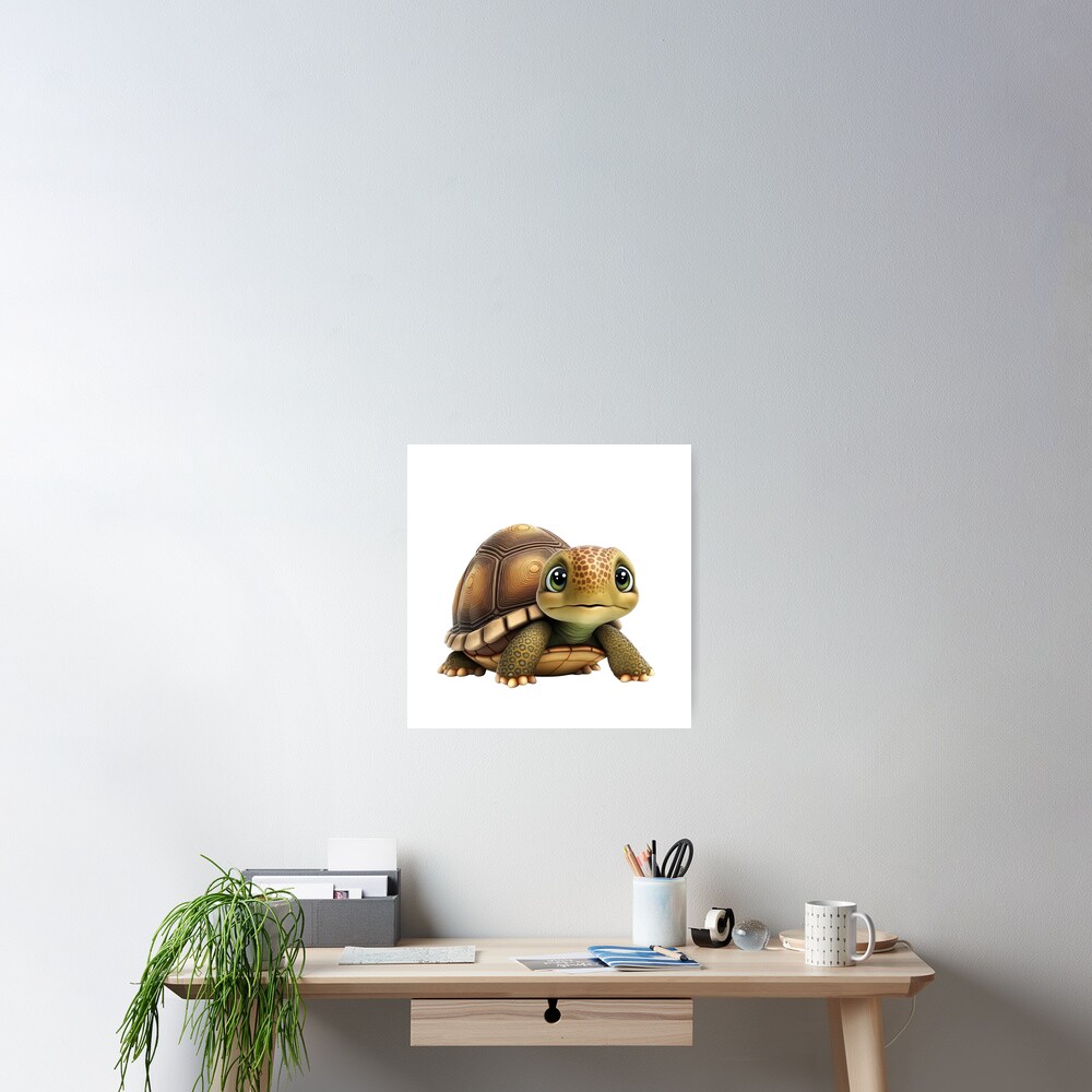 "Cute pet turtle tortoise adorable animal cartoon style" Art Print for ...