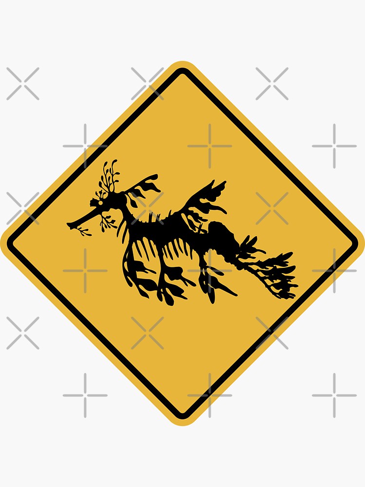 "Leafy seadragon Seahorse Fish Road Sign" Sticker for Sale by GEEK ...