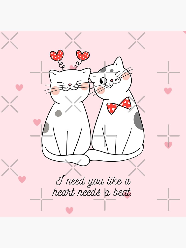 "Cute Valentine Cat Couple" Sticker for Sale by DaffodilArts | Redbubble