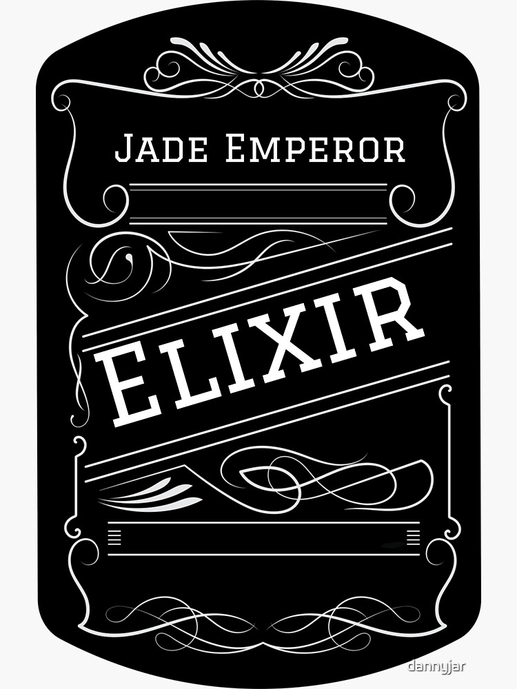 "Jade emperor elixir label" Sticker for Sale by dannyjar | Redbubble