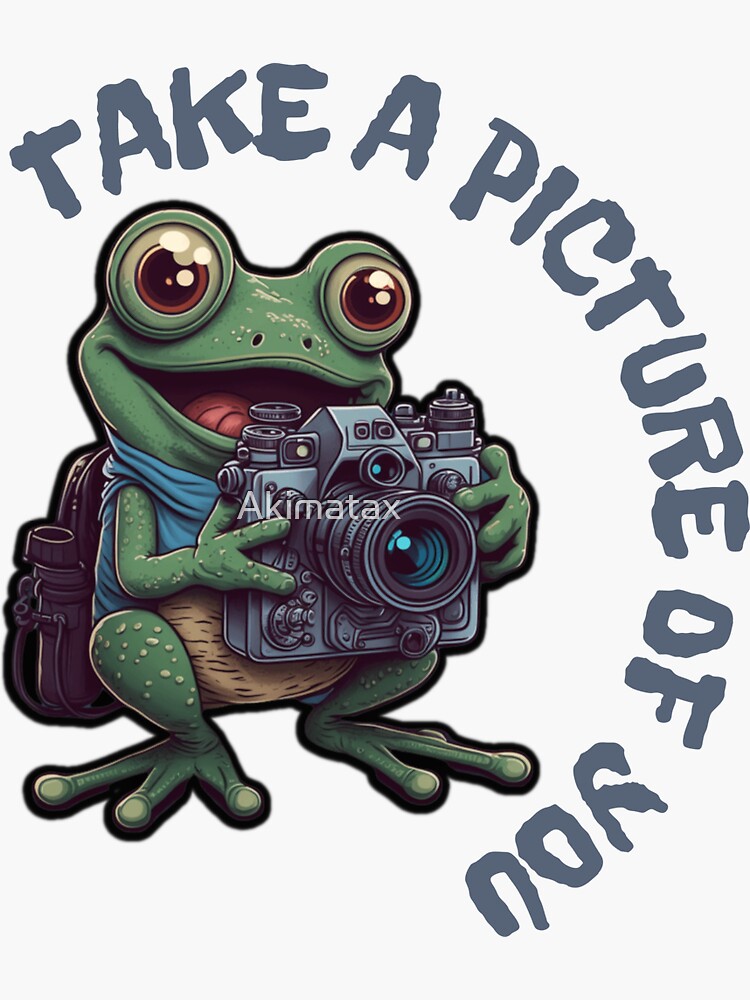 "Happy frog take a picture of you" Sticker for Sale by Akimatax | Redbubble