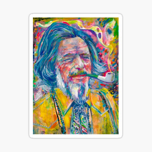 "ALAN WATTS watercolor portrait .16" Sticker for Sale by lautir | Redbubble