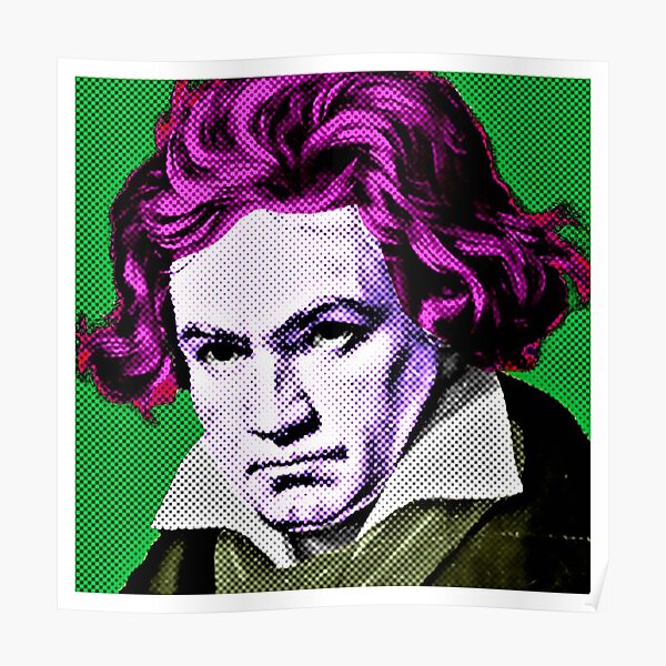 "Ludwig Van Beethoven Pop Art Portrait in Green Background" Poster for ...