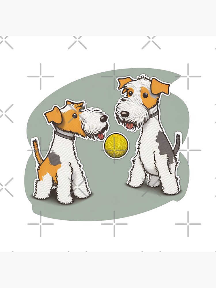"Two Fox Terriers Playing with a Ball" Sticker for Sale by imftrading ...