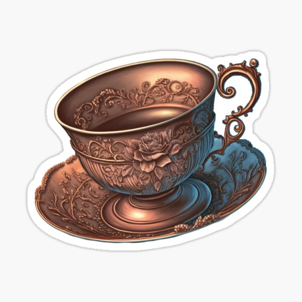 "Bronze Tea Cup" Sticker for Sale by AxeWave | Redbubble