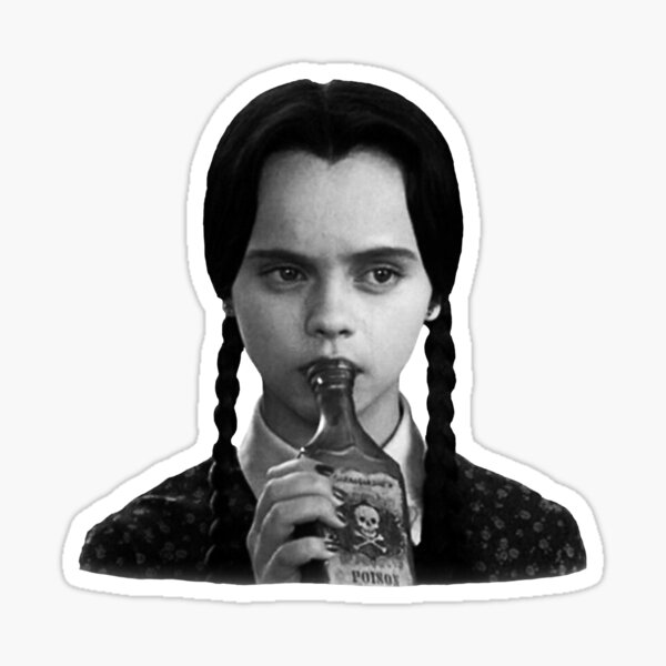 "Wednesday drinking poison " Sticker for Sale by Trasarual | Redbubble