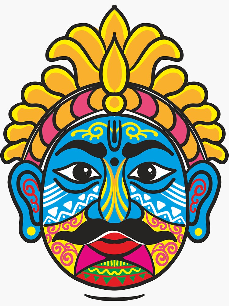 "Mukha - Traditional Mask Design of Assam, India" Sticker for Sale by ...