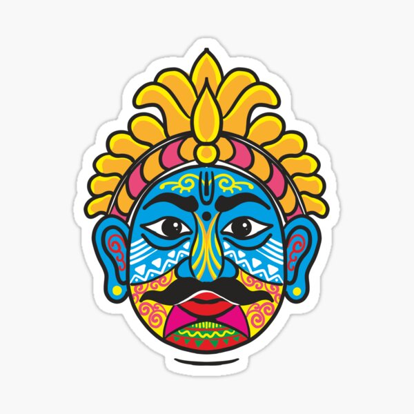 "Mukha - Traditional Mask Design of Assam, India" Sticker for Sale by ...