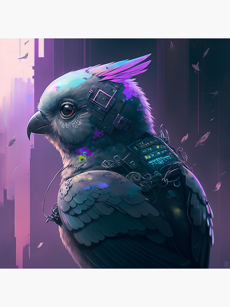"Cyberpunk Bird Art - Futuristic Twist on the Classic Bird Painting ...