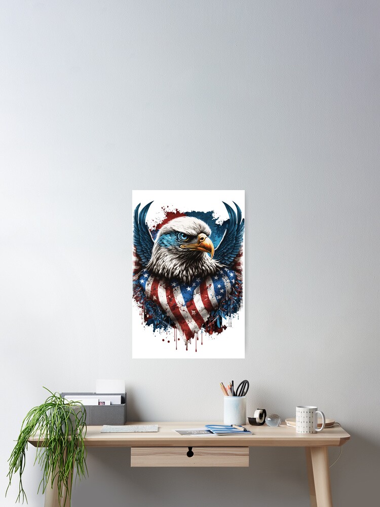 "American bald eagle with patriotic flag" Poster for Sale by ...