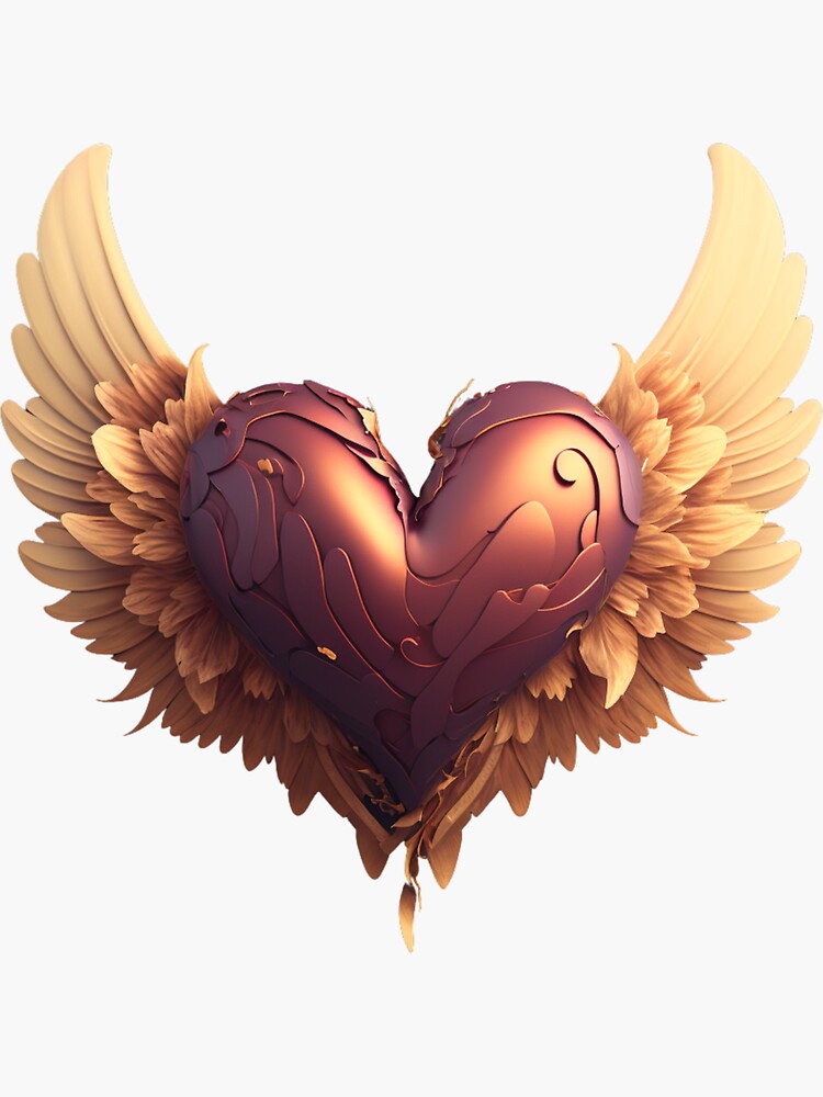 "Fly With Your Heart: A Graphic Design with Winged Heart" Sticker for ...