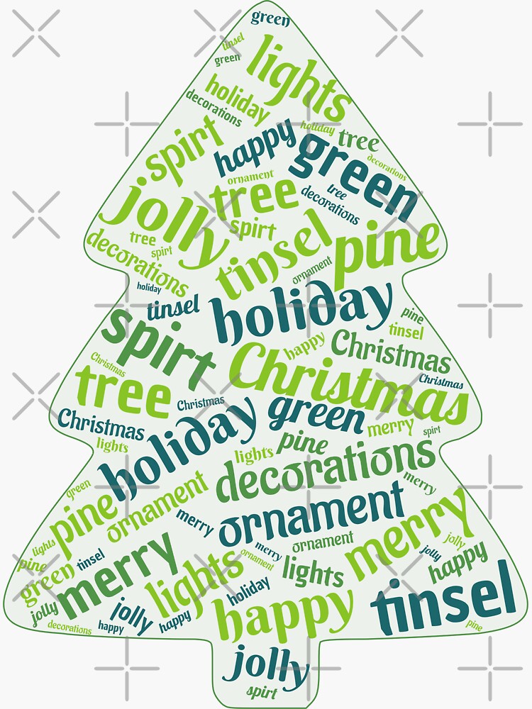"Christmas Tree Word Art" Sticker for Sale by allyciaa | Redbubble