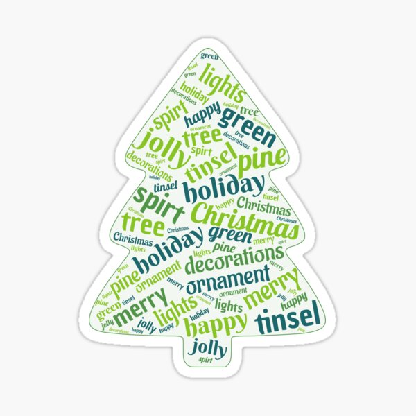 "Christmas Tree Word Art" Sticker for Sale by allyciaa | Redbubble
