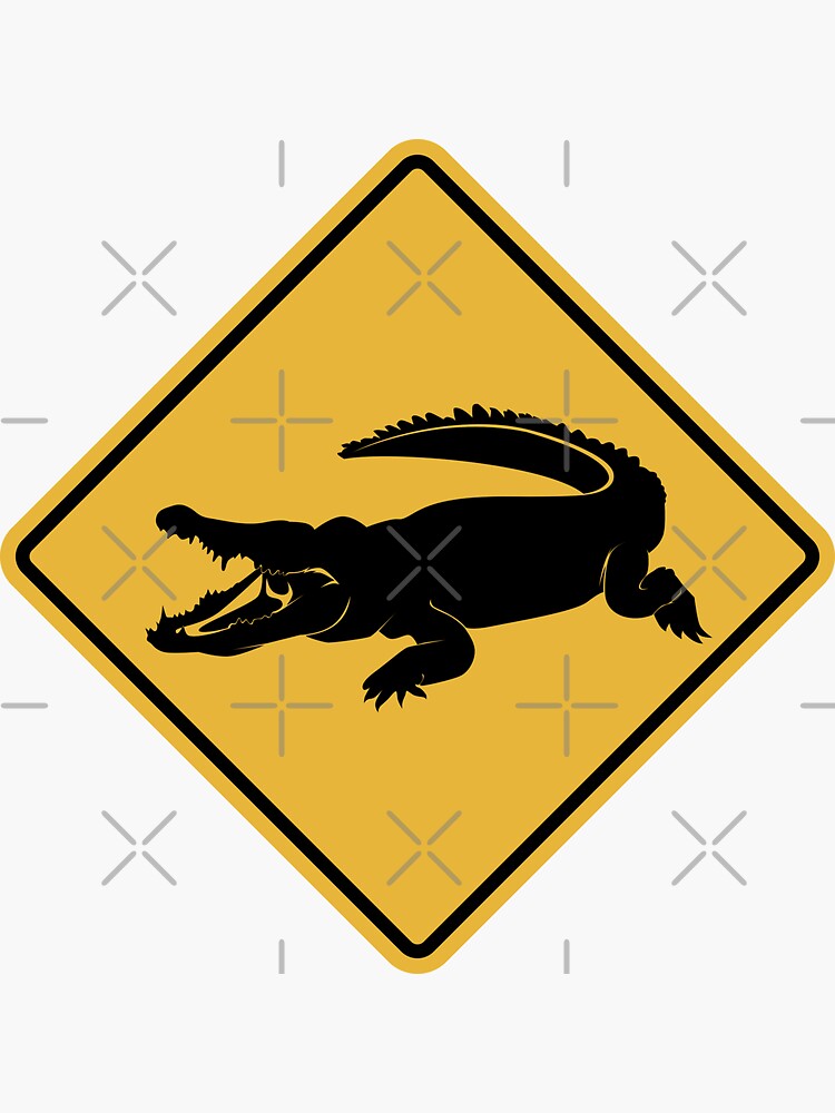 "Saltwater crocodile Road Sign" Sticker for Sale by GEEK-FACTORY-EU | Redbubble