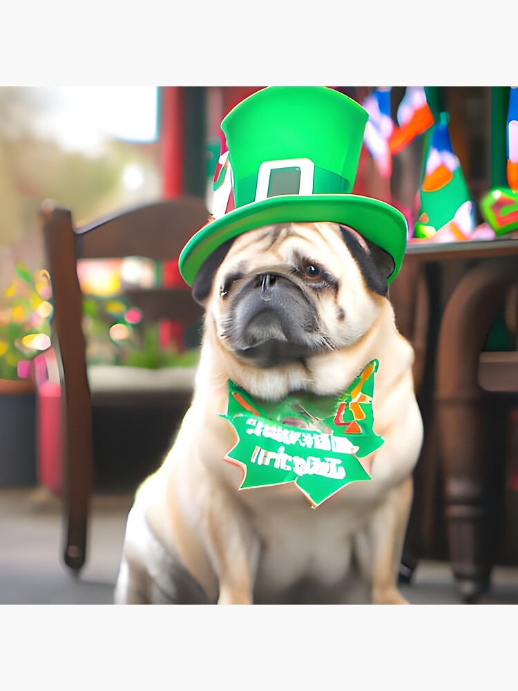 "St Patricks Pug. St Patricks Dog." Art Print for Sale by Doggymadness ...